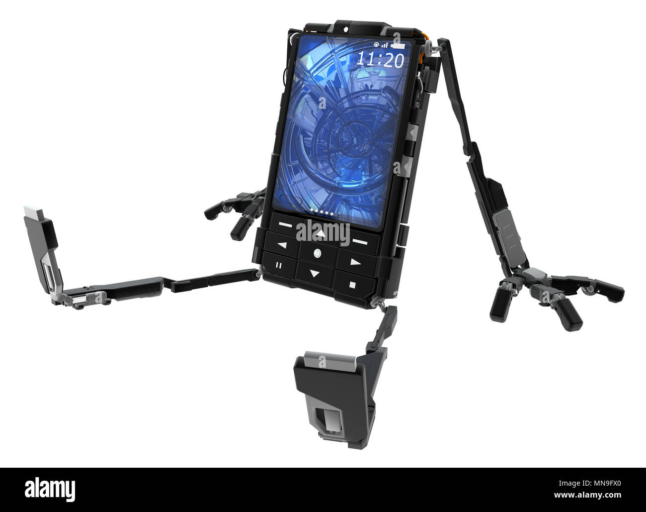 Phone robot 3d character isolated with white background Stock Photo - Alamy