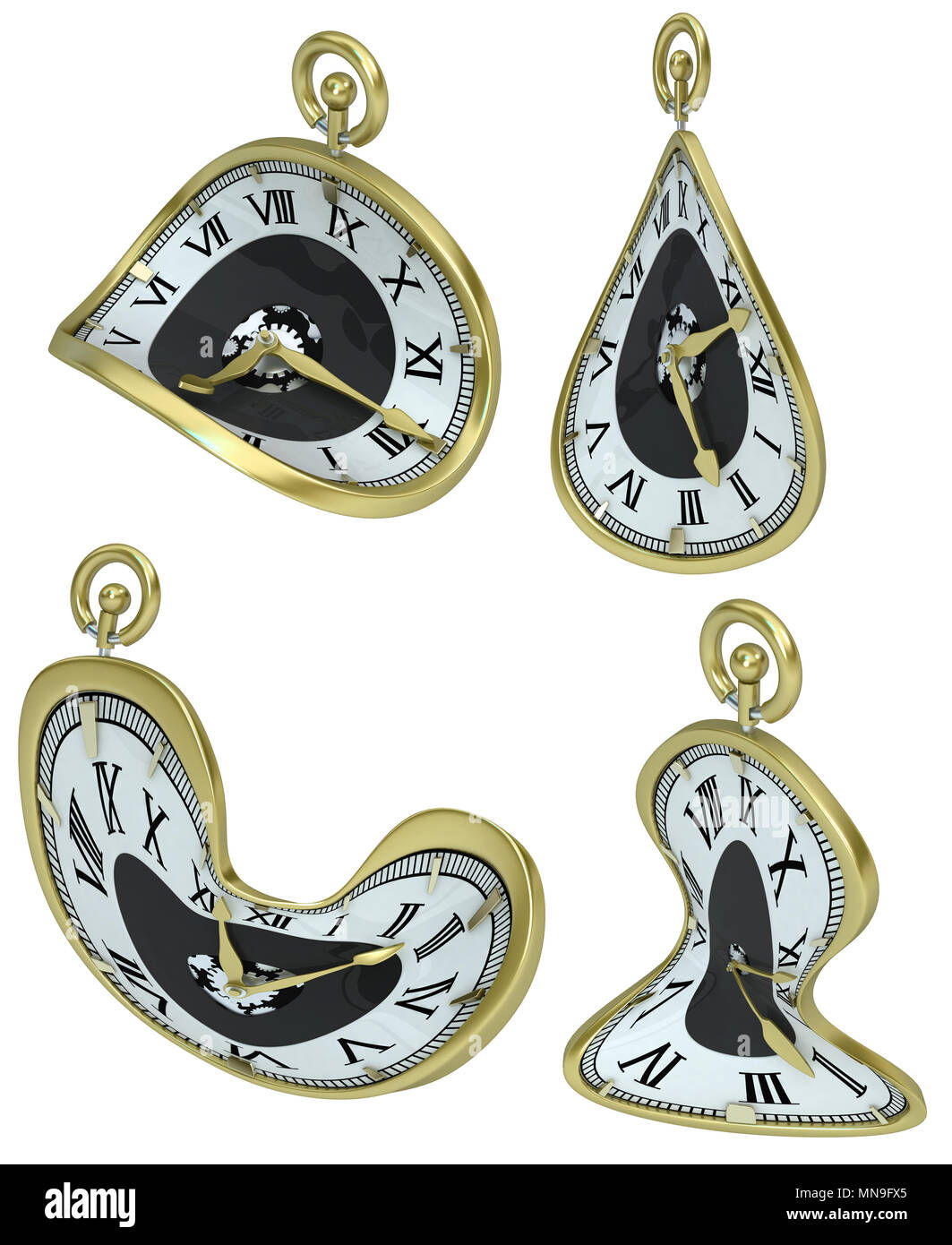 Soft clock 3d model isolated with white background Stock Photo - Alamy