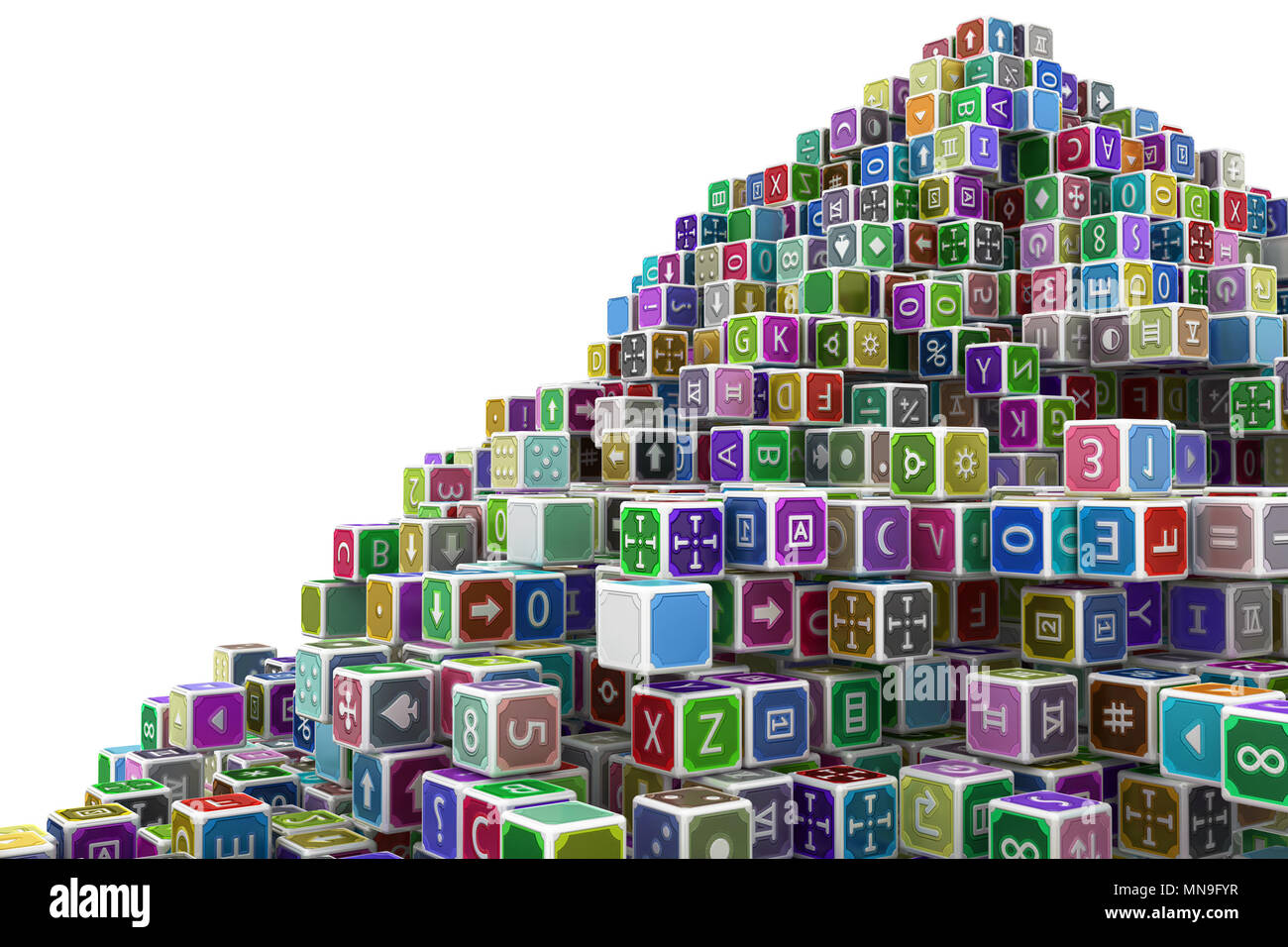 Toy cube blocks abstract, isolated, 3d illustration, horizontal Stock ...