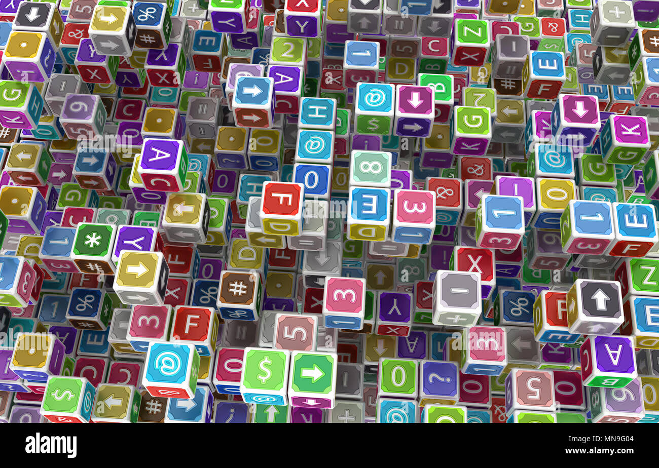 Toy cube blocks abstract surface, 3d illustration,horizontal Stock ...