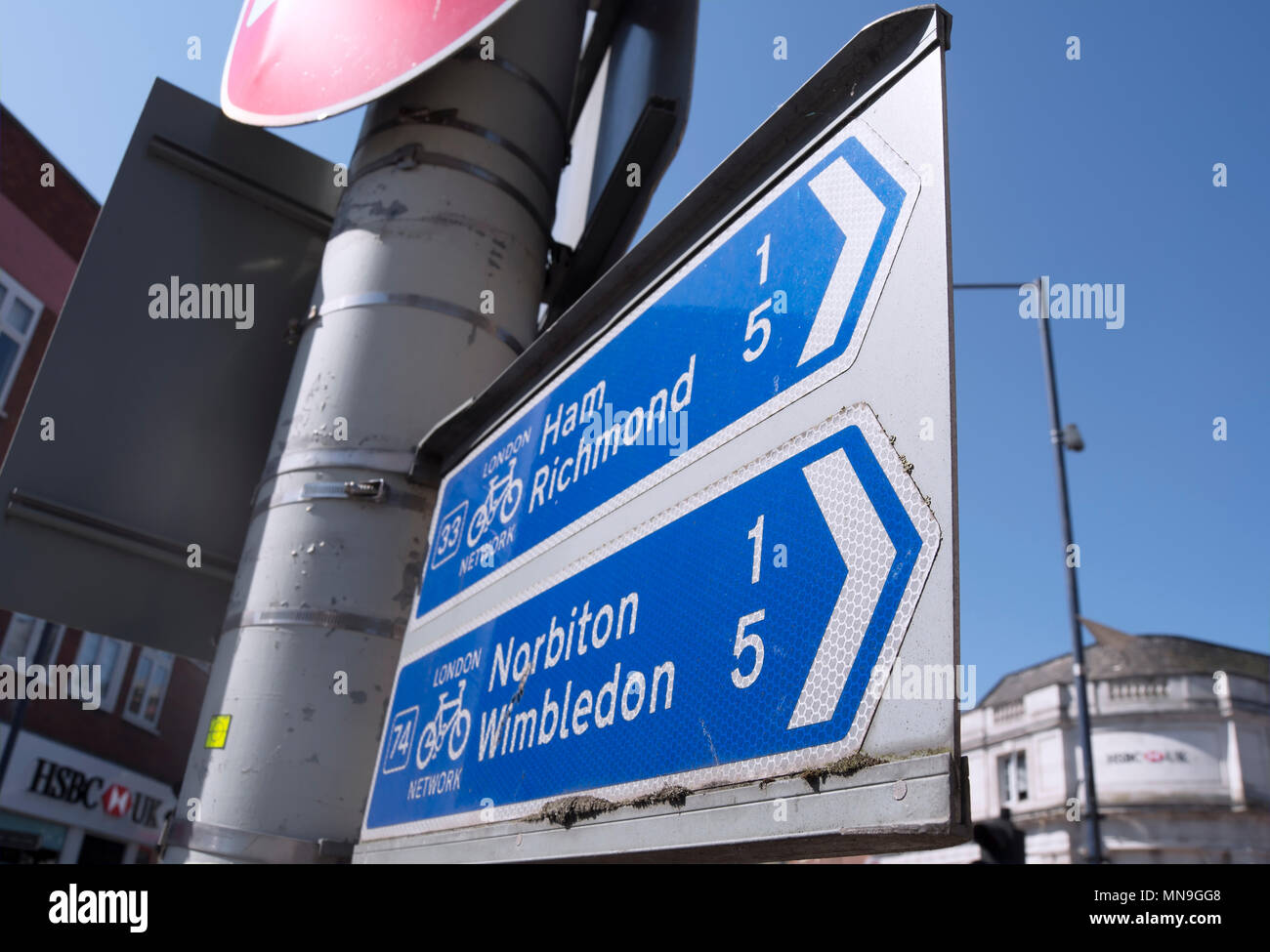london cycle network sign in kingston upon thames giving directions and ...