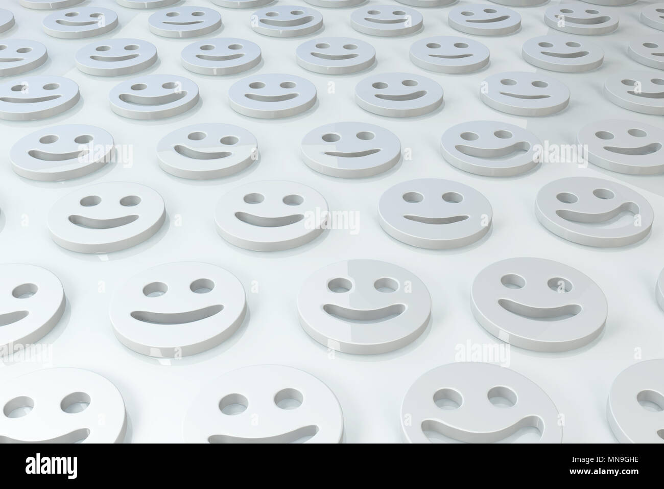 Smile face symbols white on surface, 3d illustration, horizontal Stock ...