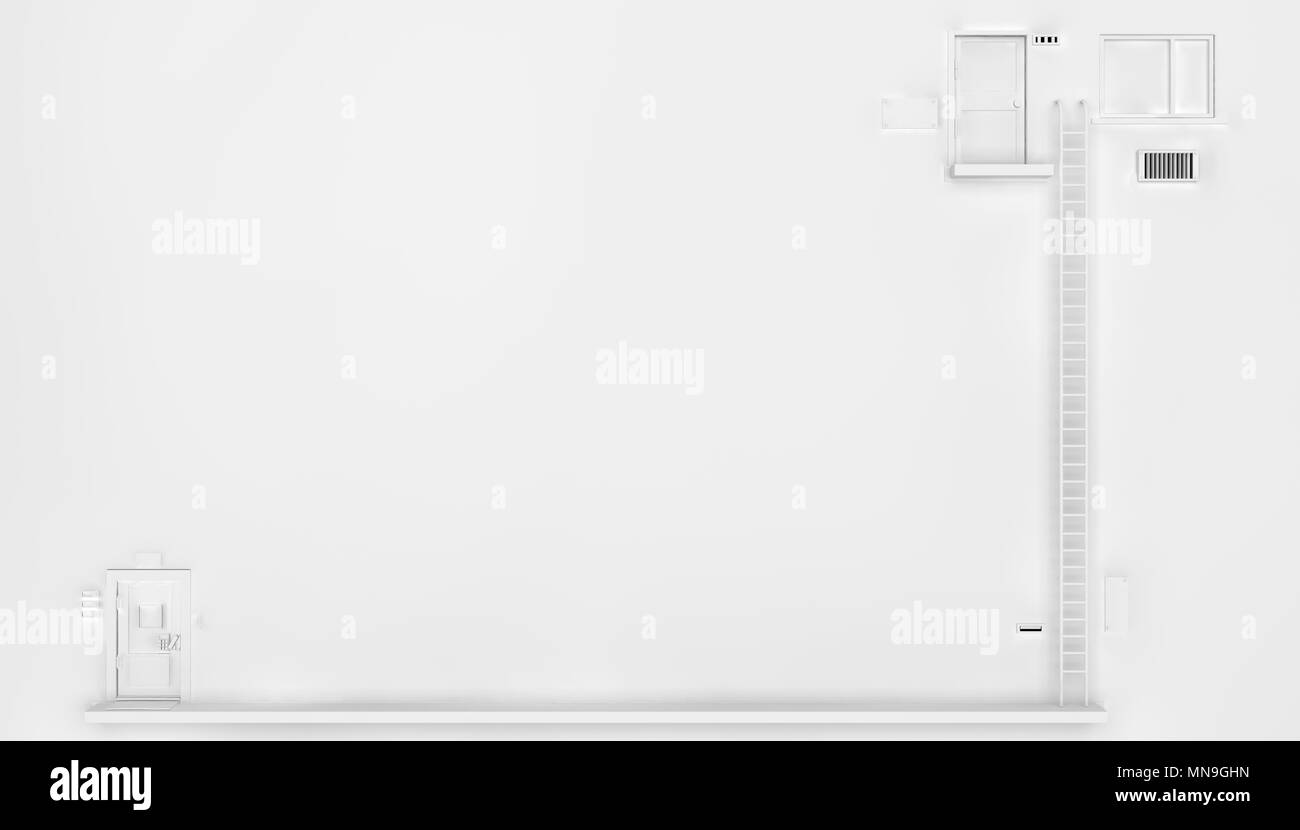 Wall front apartment doors white abstract, 3d illustration, horizontal ...