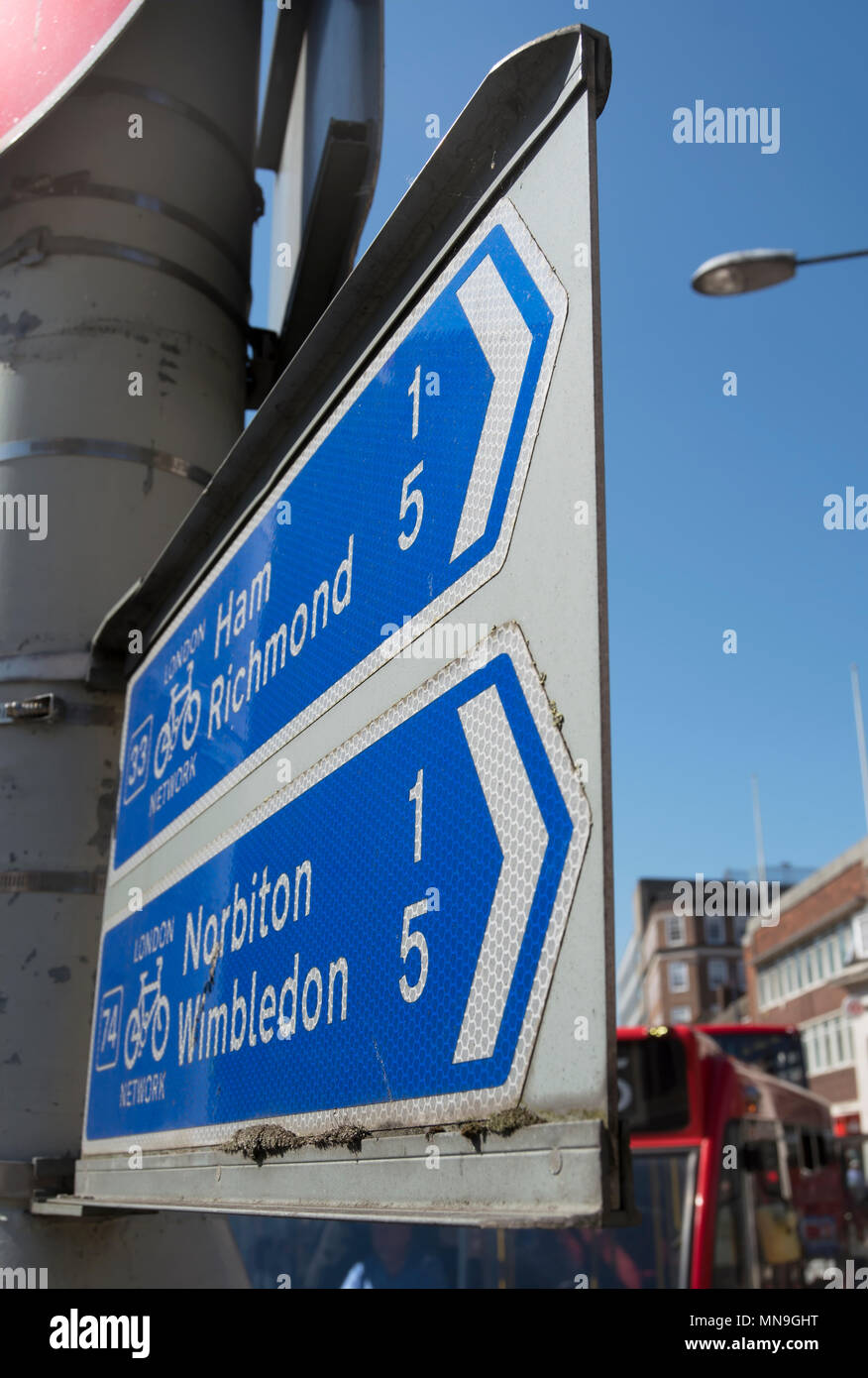 london cycle network sign in kingston upon thames giving directions and ...