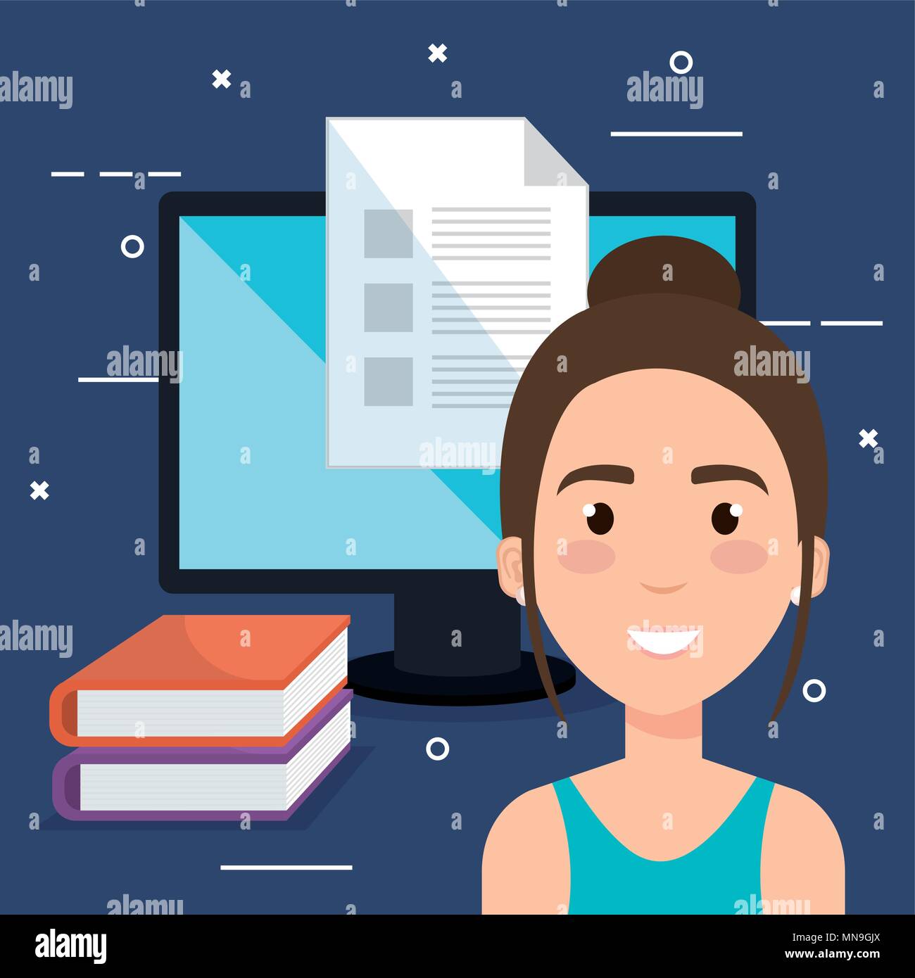 student using computer desktop electronic education Stock Vector Image ...