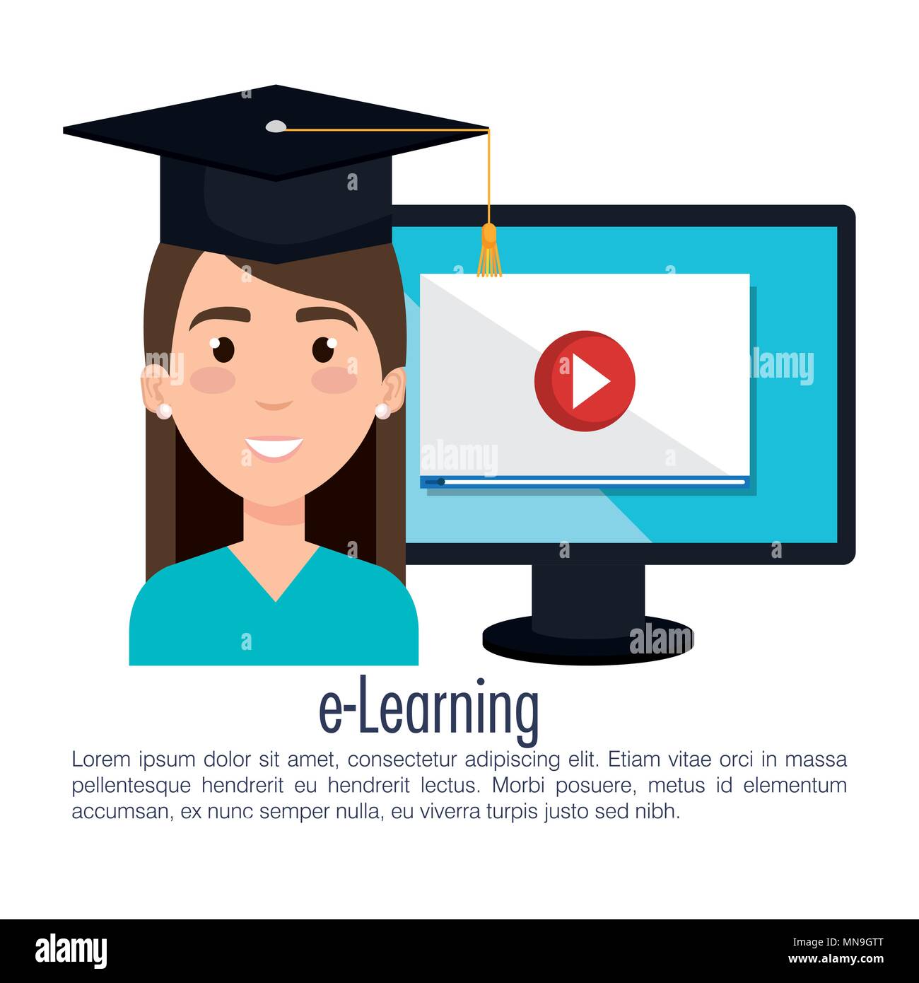 student using computer desktop electronic education Stock Vector Image ...