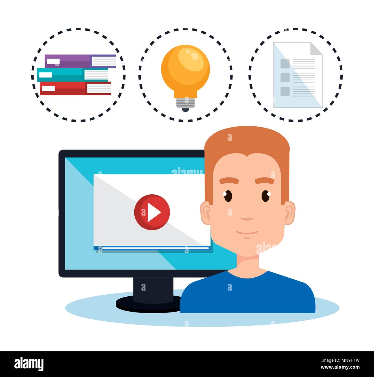 student using computer desktop electronic education Stock Vector Image ...