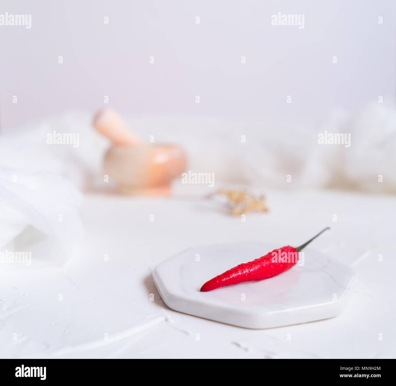 Single Chilli Padi, white background Stock Photo - Alamy