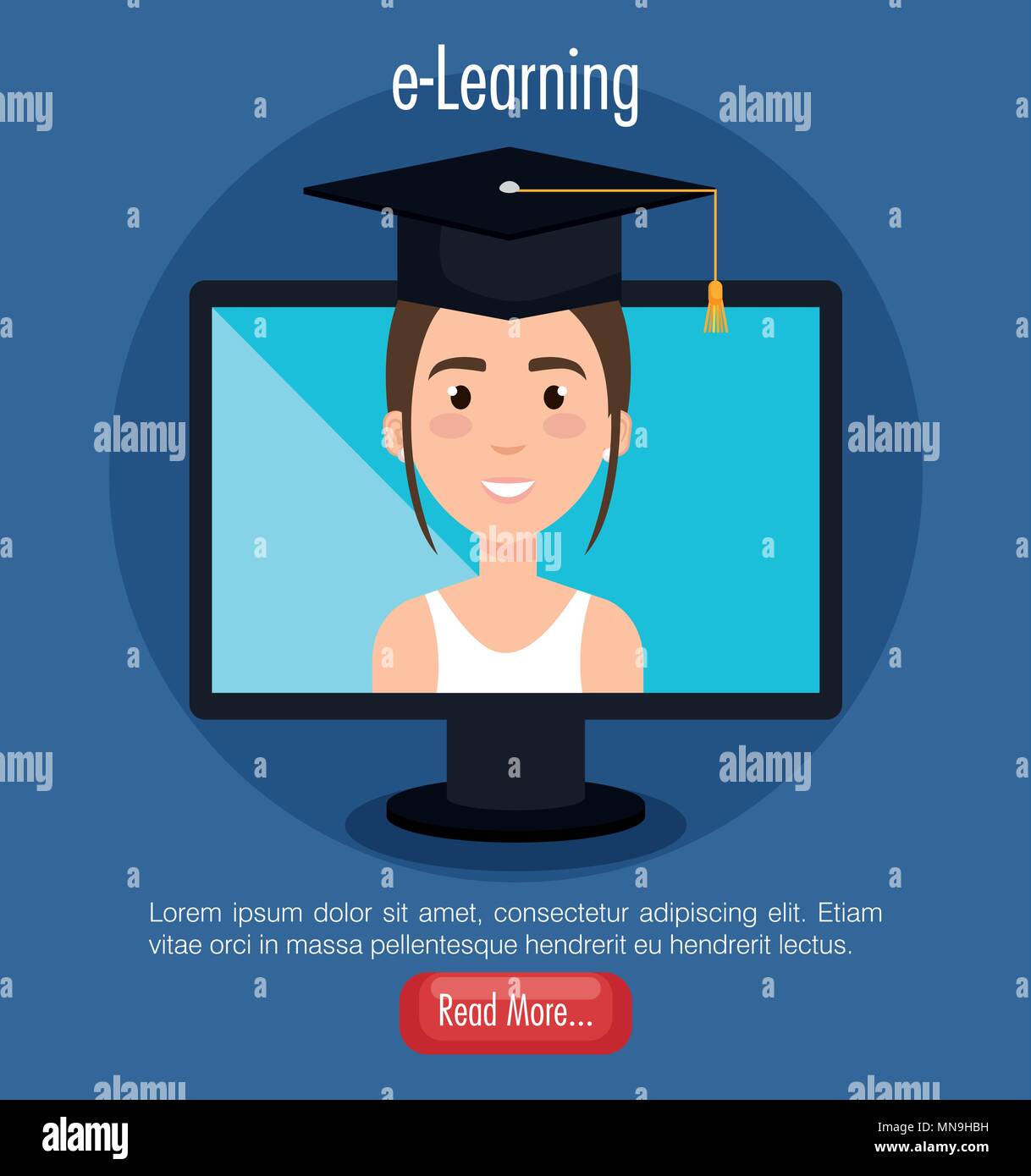 student using computer desktop electronic education Stock Vector Image ...