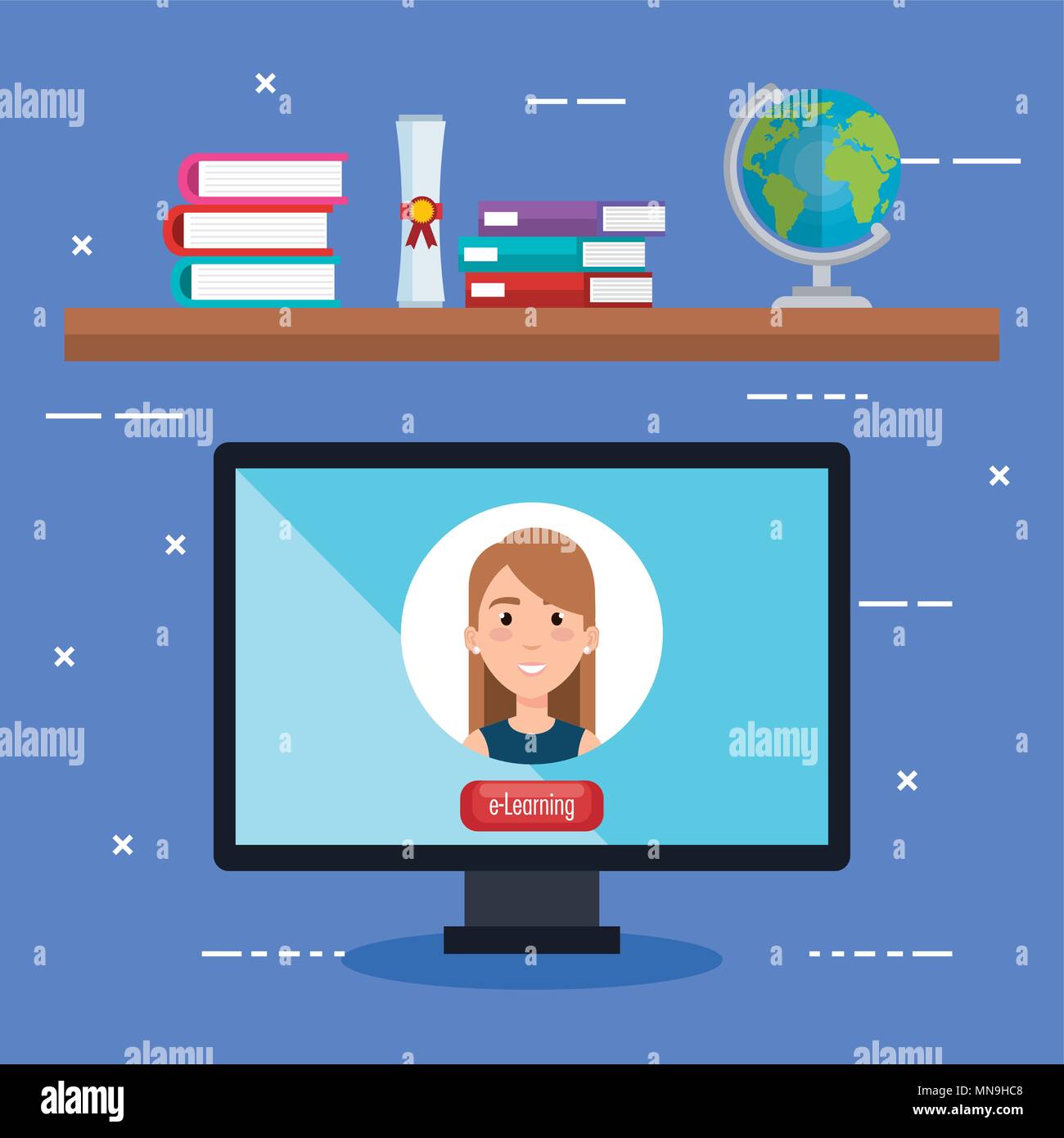 electronic education with computer desktop Stock Vector Image & Art - Alamy