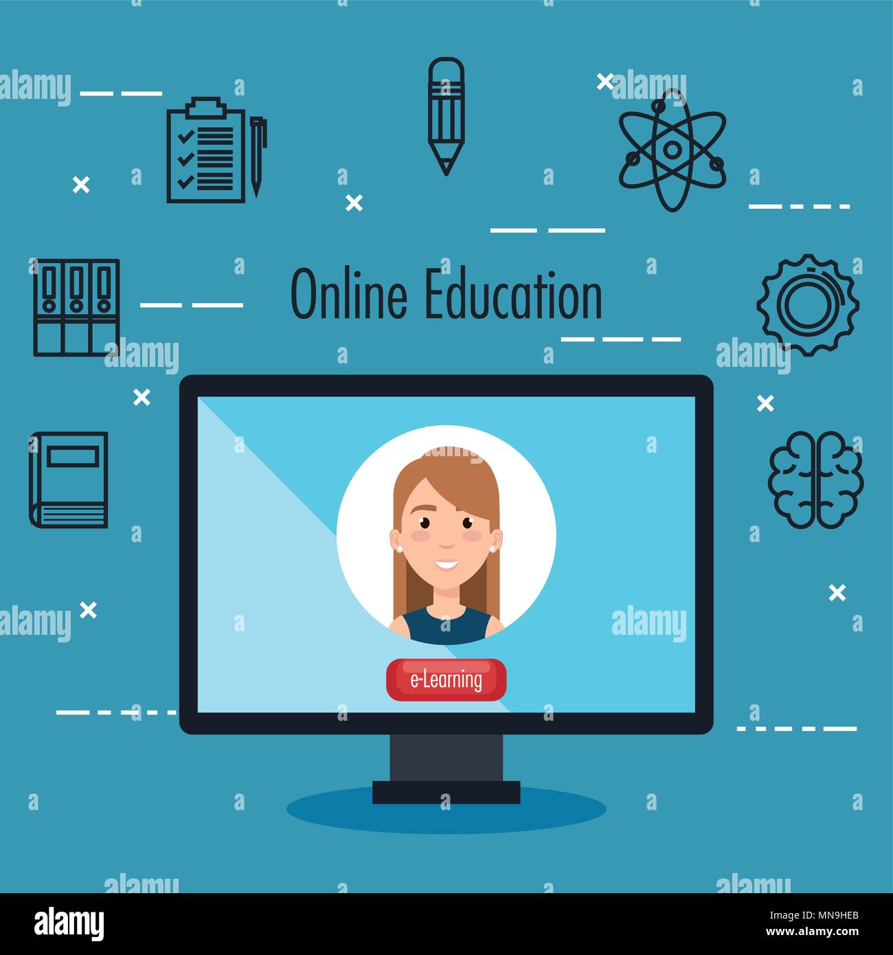 student using computer desktop electronic education Stock Vector Image ...