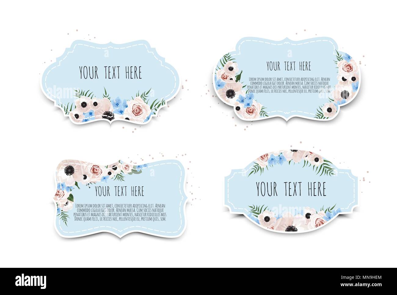 Vector set. Vintage labels with flowers. Frame border with copy space ...