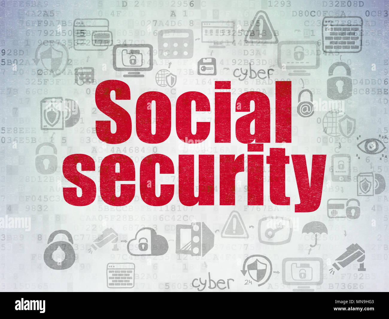 Safety concept: Social Security on Digital Data Paper background Stock ...