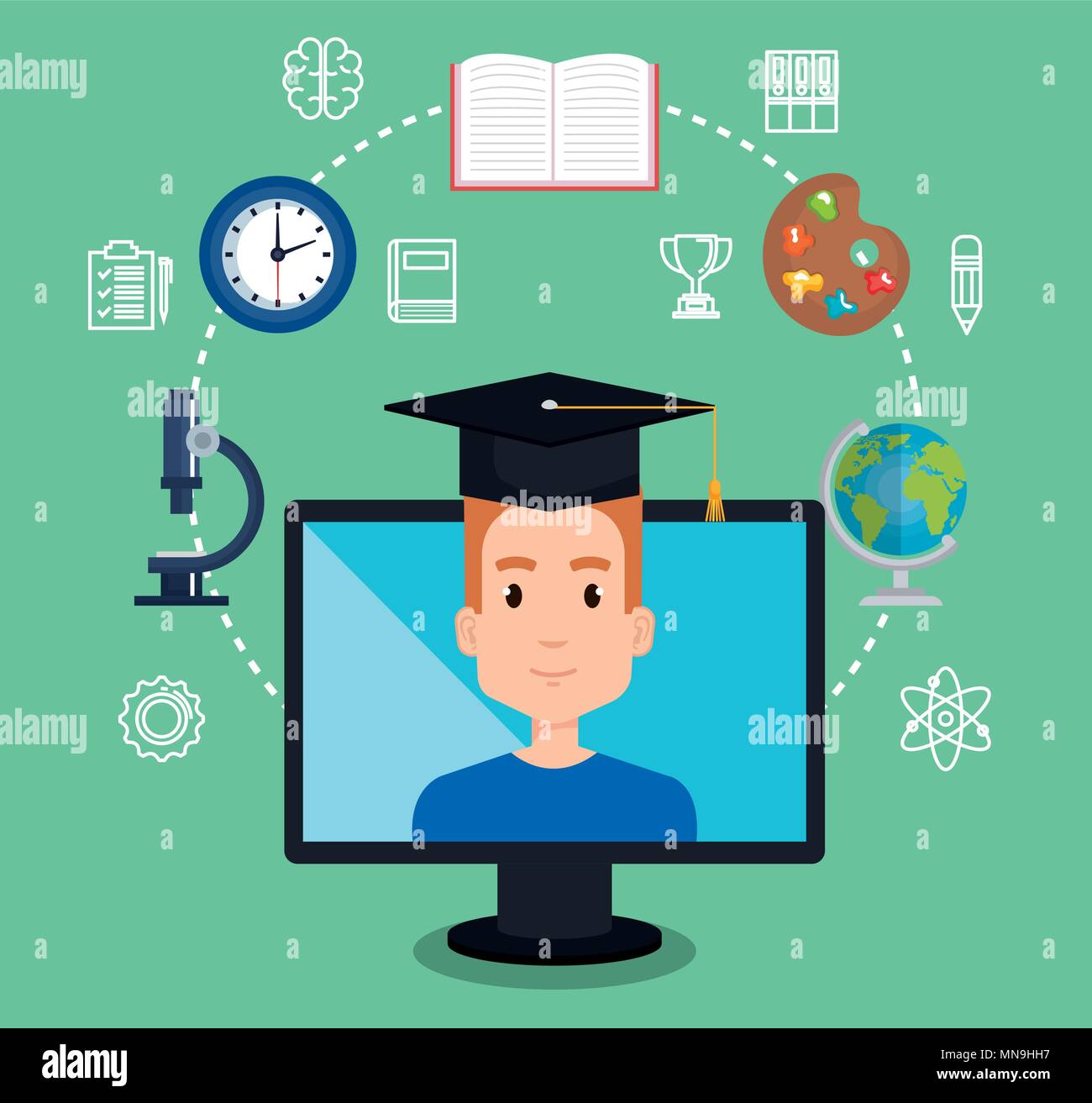 student using computer desktop electronic education Stock Vector Image ...