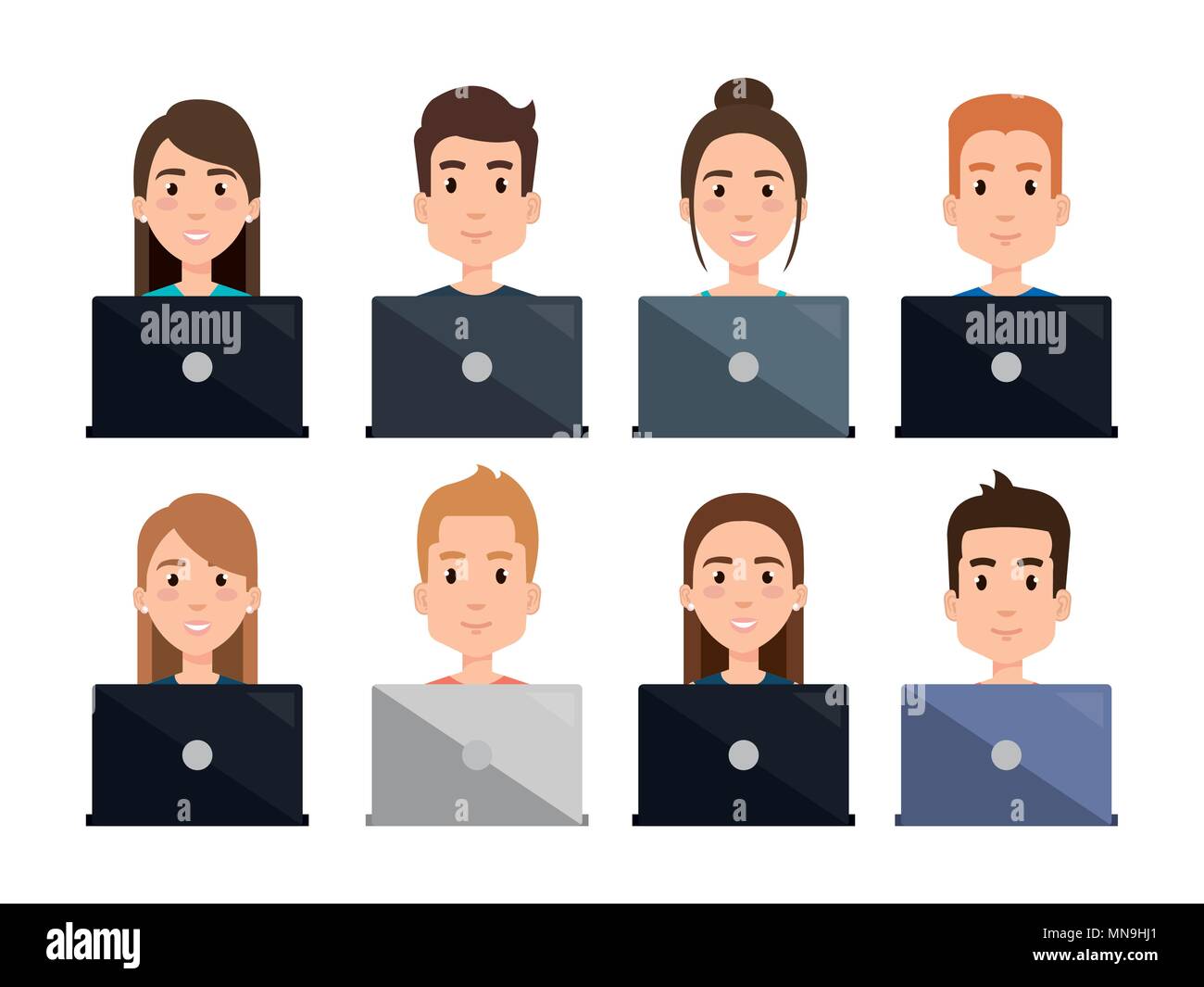 young students with electronic learning Stock Vector Image & Art - Alamy