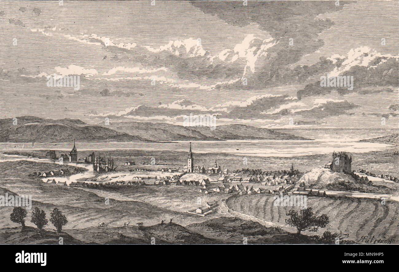 INVERNESS. Town view at the end of the 17th century. Scotland 1885 old ...