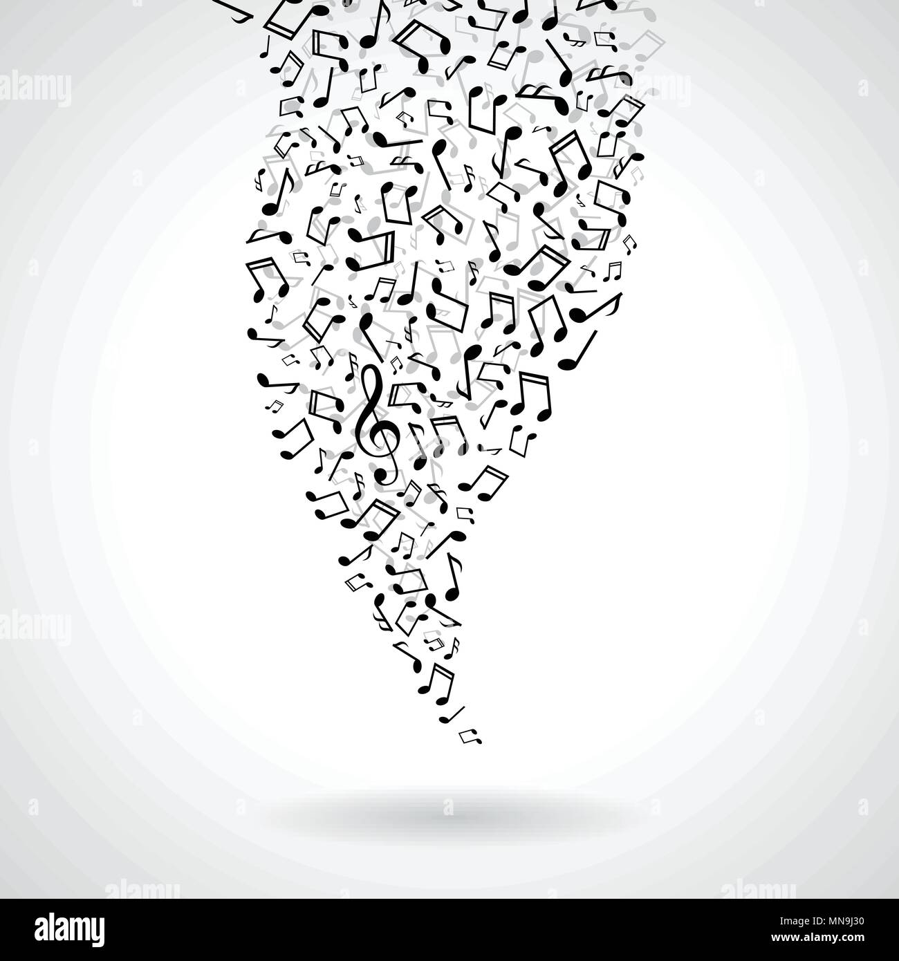 Music illustration with falling notes on white background. Vector ...