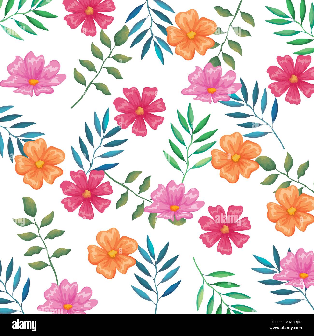 flowers and leafs garden pattern background Stock Vector Image & Art ...