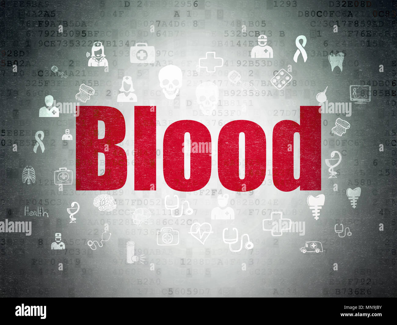Medicine concept: Blood on Digital Data Paper background Stock Photo ...