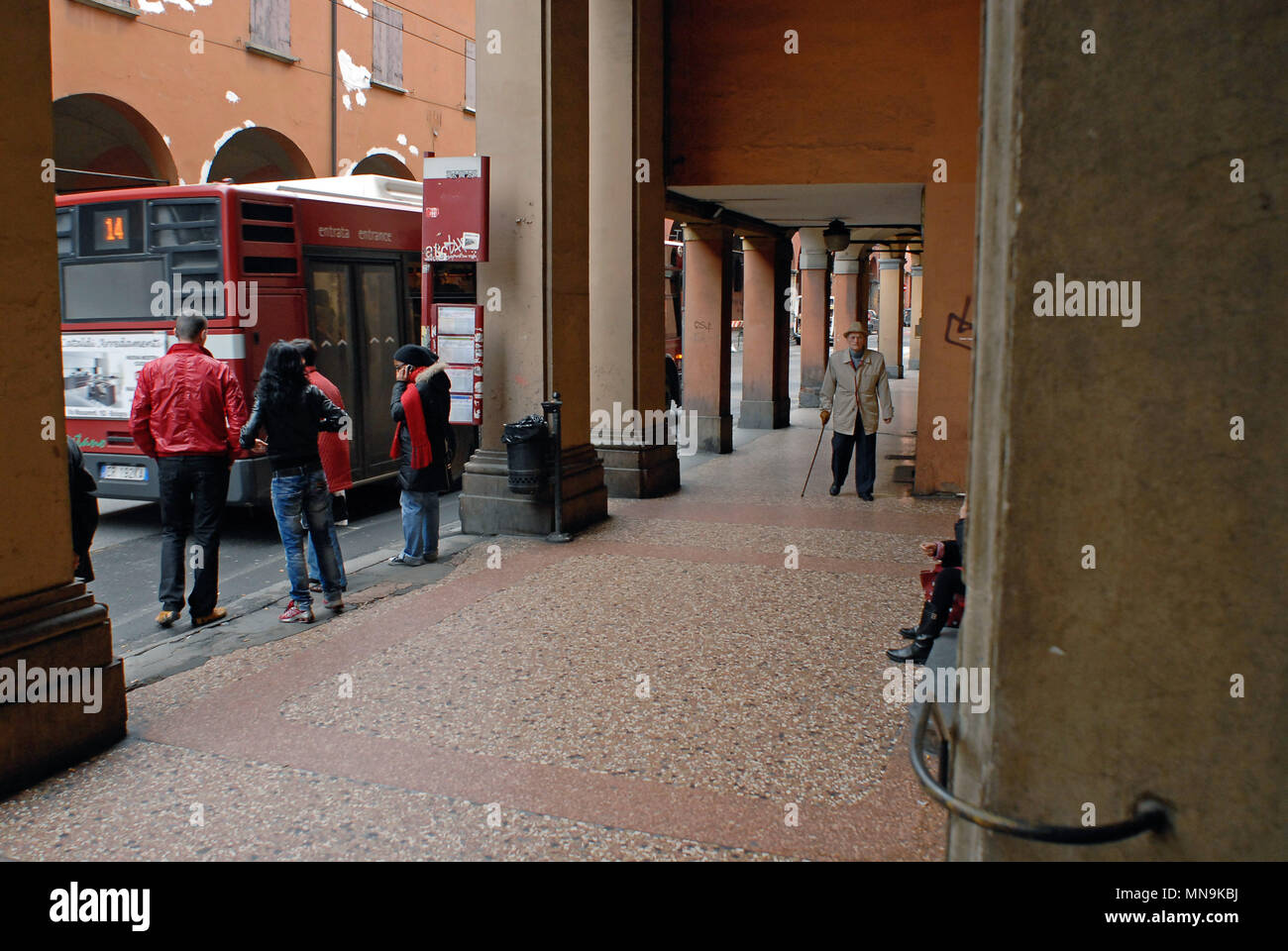 Bologna. Bus stop. Italy Stock Photo - Alamy