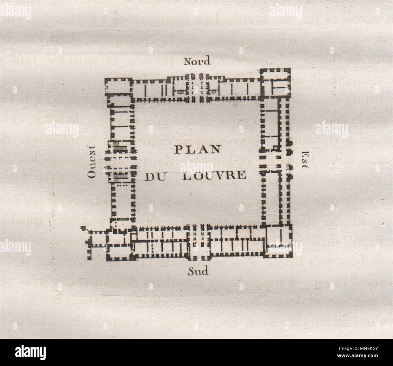 PARIS. Plan du Louvre. Aquatint. SMALL 1808 old antique vintage print ...