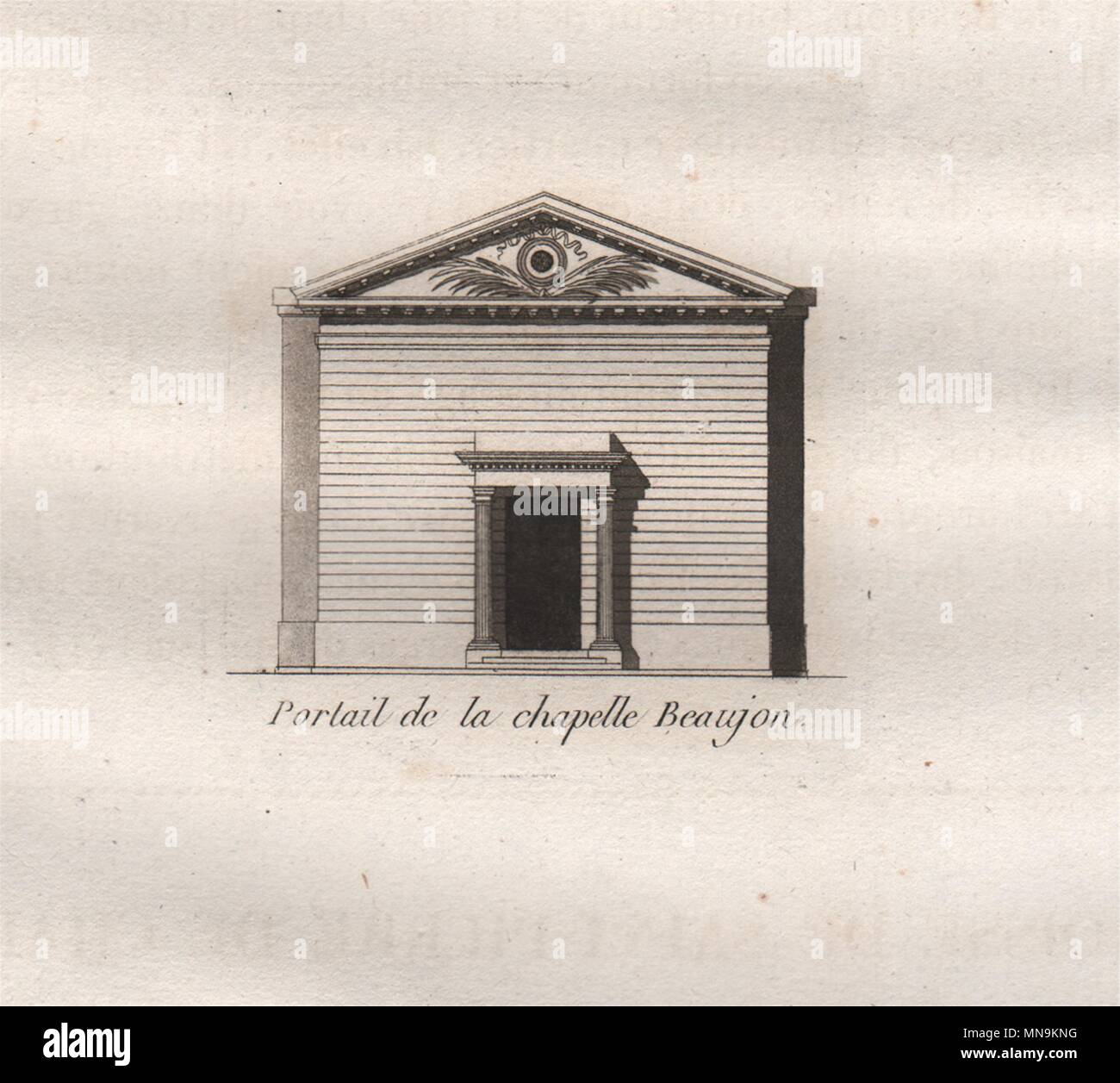 PARIS. Portail de la chapelle Beaujon. Aquatint. SMALL 1808 old antique ...