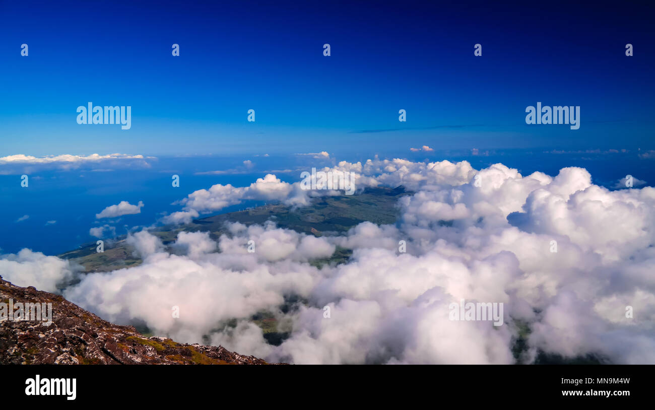 Panorama landscape from the top of Pico volcano at hiking at azores ...