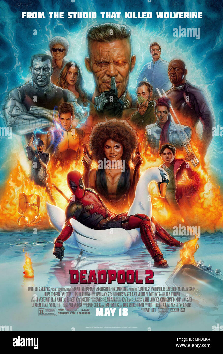 DEADPOOL 2, US poster, clockwise from top center: Josh Brolin, Bill Skarsgard, Rob Delaney ...