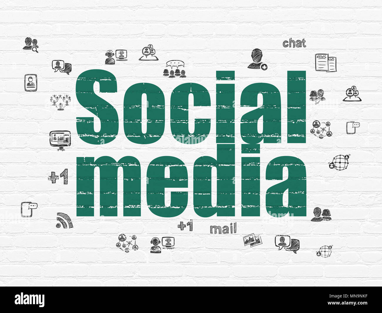 Social network concept: Social Media on wall background Stock Photo - Alamy