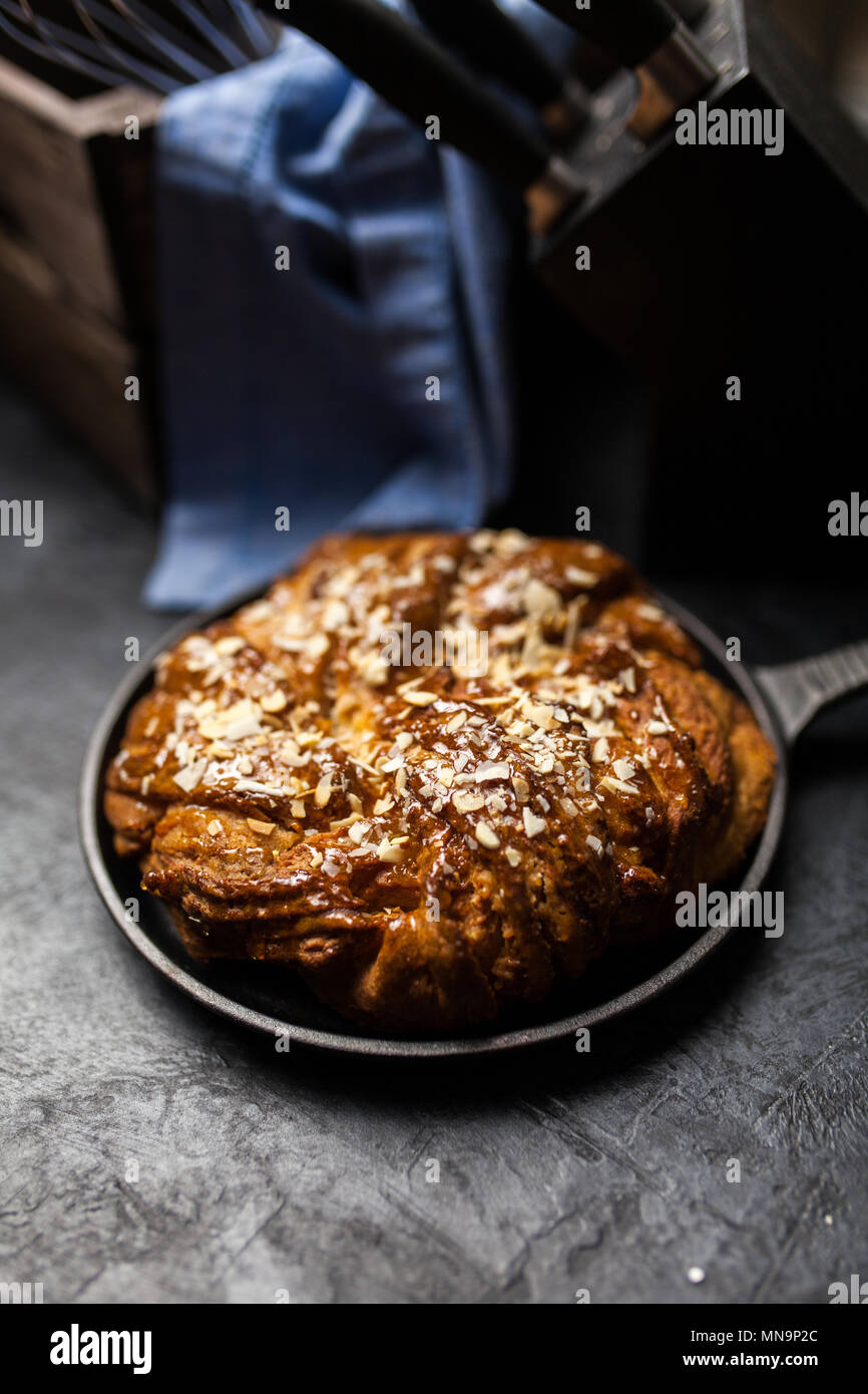 Sweet maple syrup bread with almonds Stock Photo - Alamy