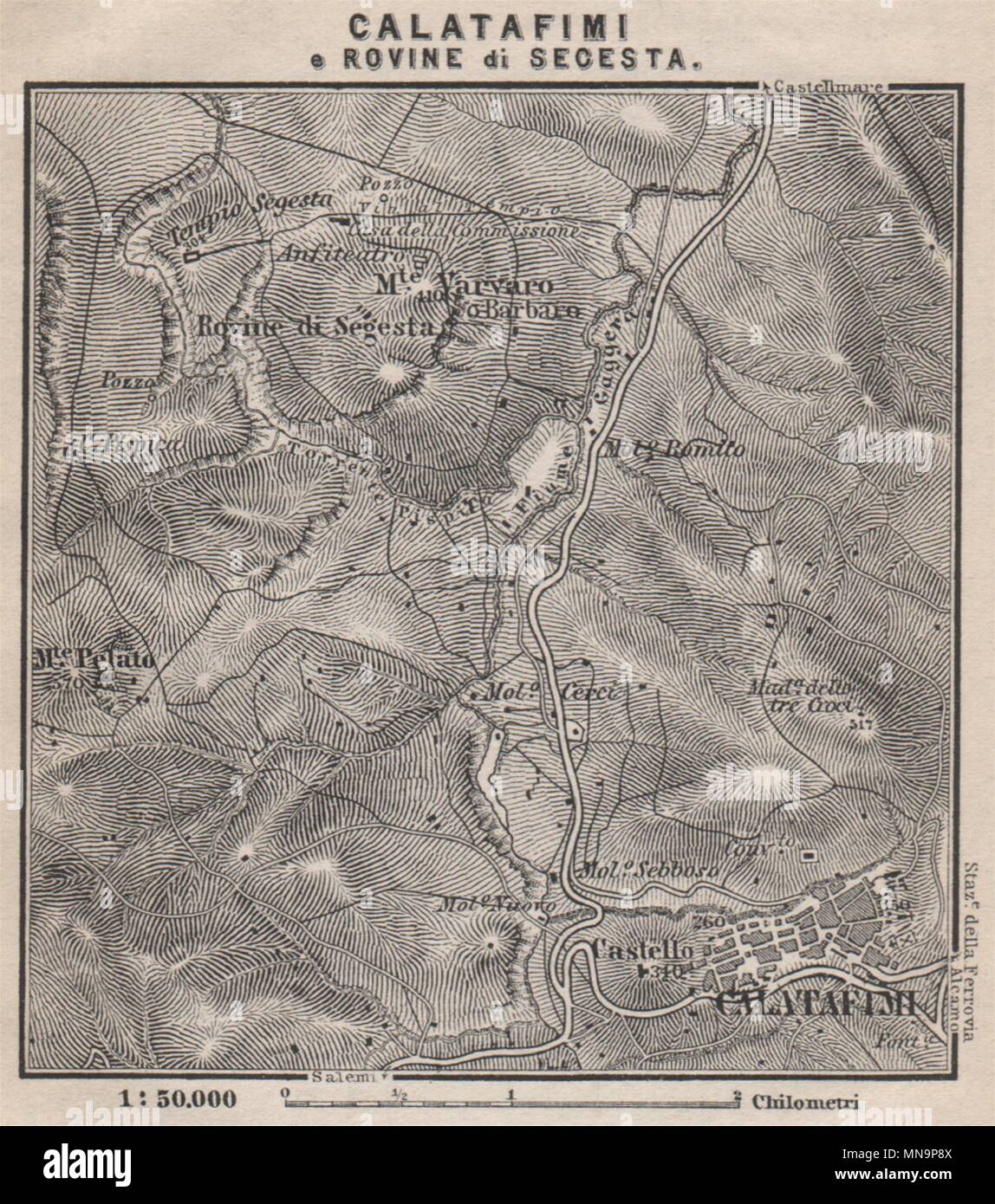 CALATAFIMI e ROVINE di SEGESTA environs. Plan. Italy mappa. SMALL 1896 ...