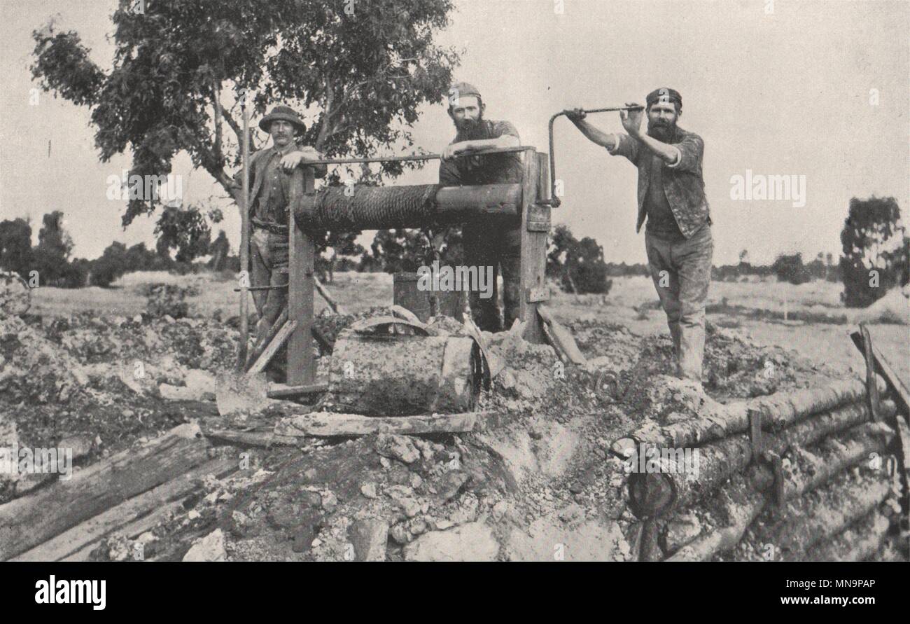 Alluvial Mining - Shaft Sinking. Victoria, Australia. 1909 old antique ...