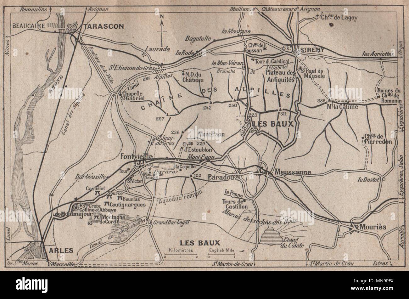 CHAÎNE DES ALPILLES. Les Baux St-Remy-de-Provence Arles Tarascon 1925 ...