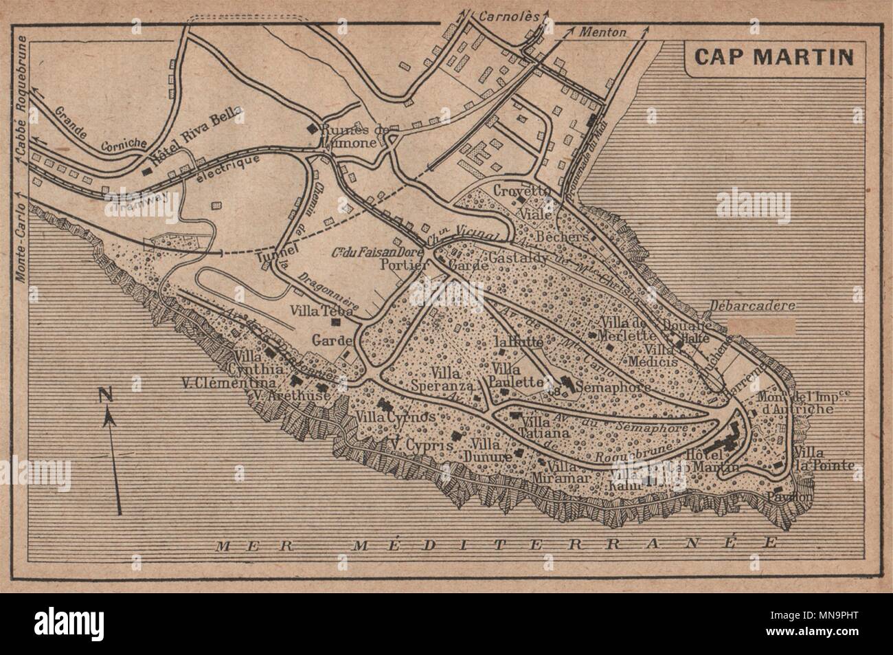 CAP MARTIN vintage town city ville plan. Roquebrune. Alpes-Maritimes ...