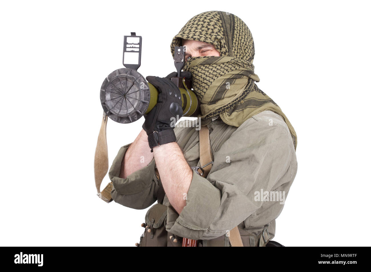 mercenary with anti-tank rocket launcher - RPG 26 Stock Photo - Alamy
