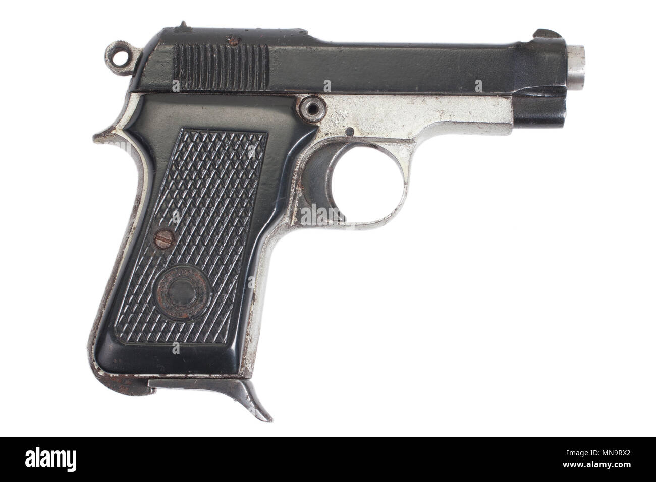 Old vintage handgun on white Stock Photo - Alamy