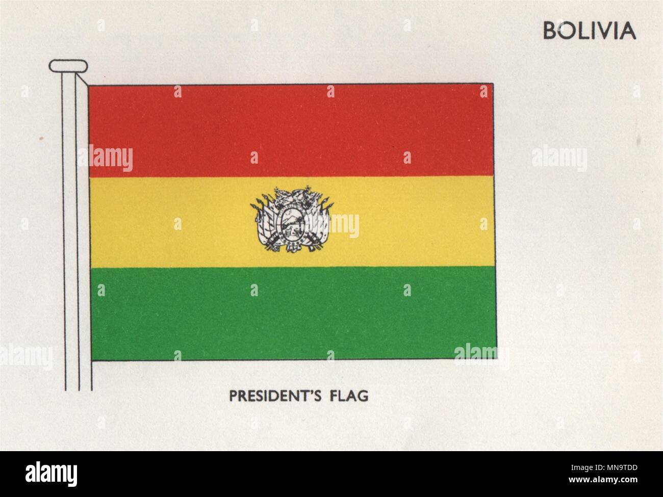 BOLIVIA FLAGS. President's Flag 1958 old vintage print picture Stock ...