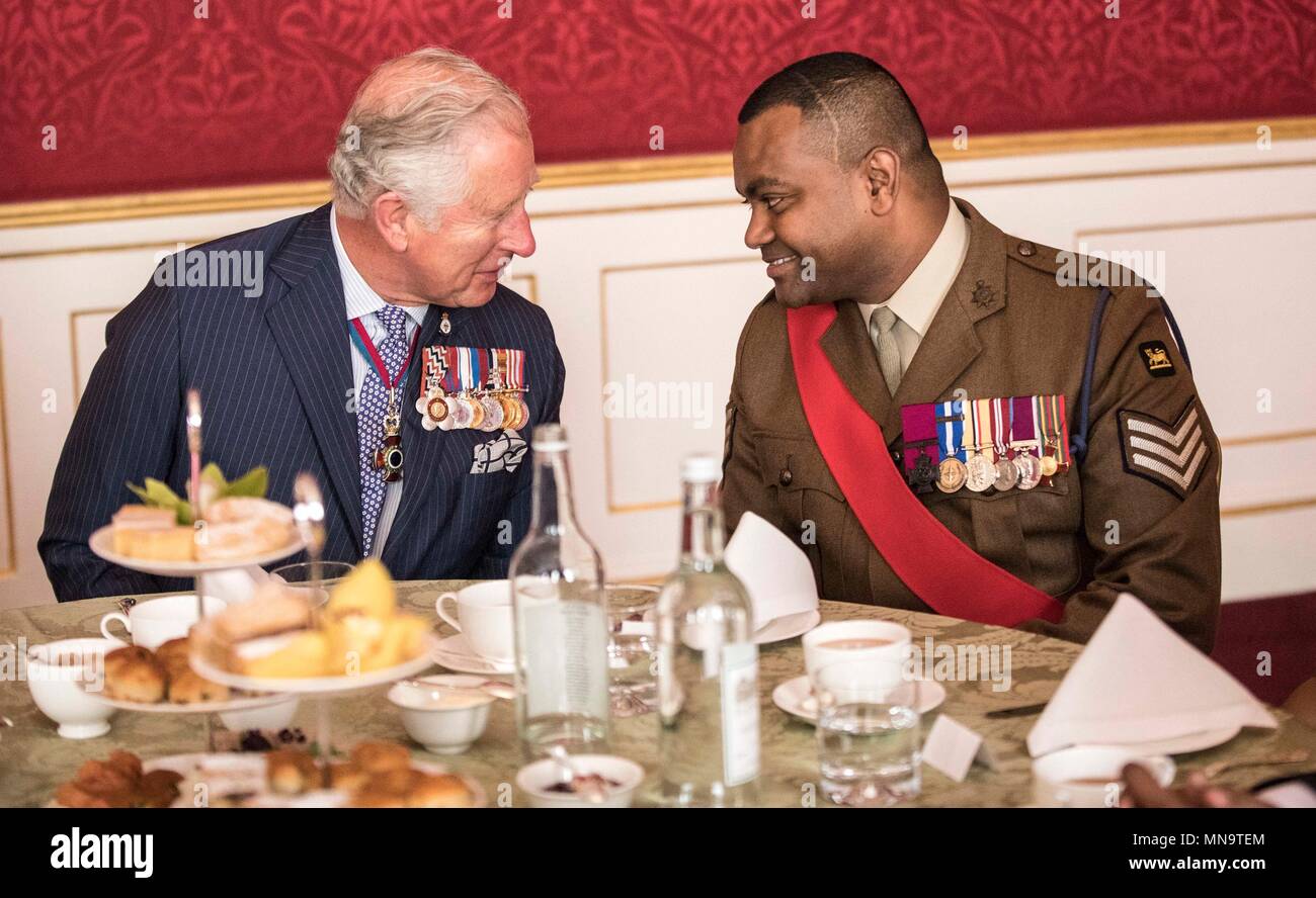 The Prince of Wales (left) talks with Victoria Cross recipient Johnson ...