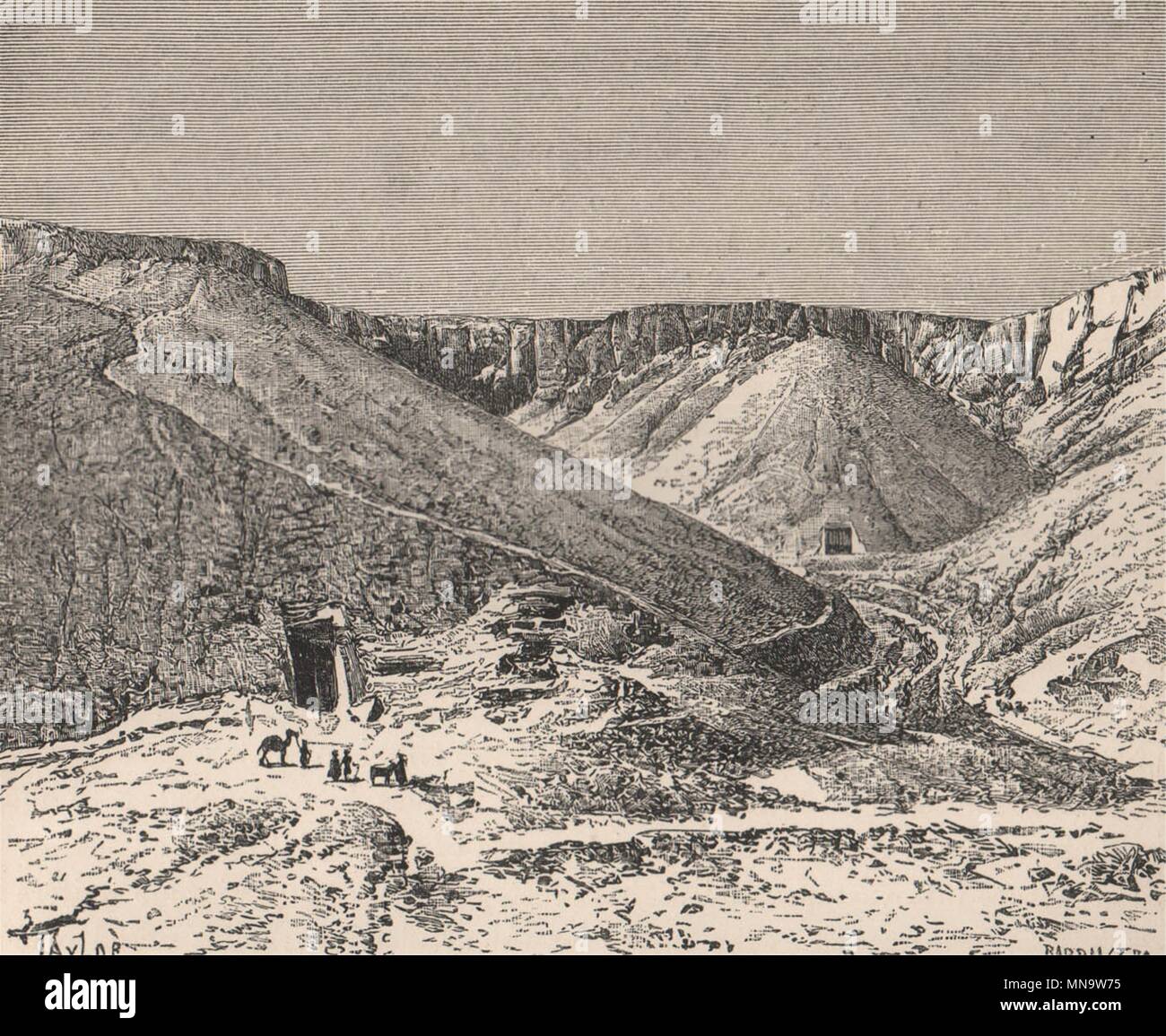 Entrance to the Valley of the Royal Tombs. Egypt 1885 old antique print ...