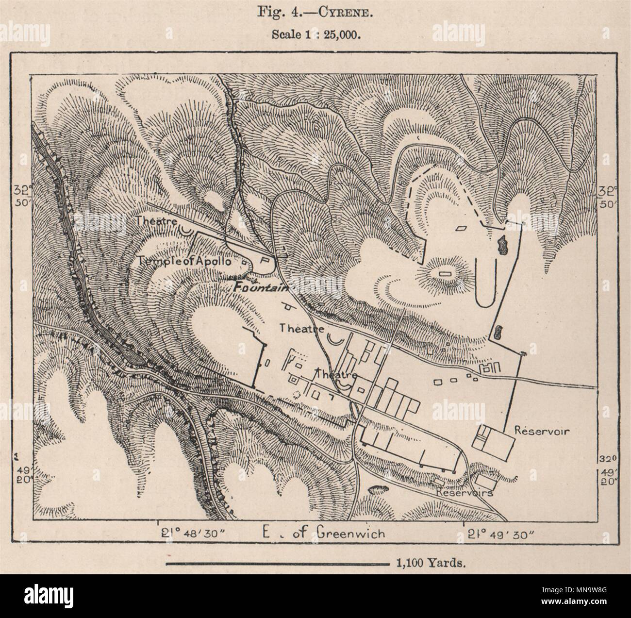 Cyrene. Libya. Tripolitana 1885 old antique vintage map plan chart ...