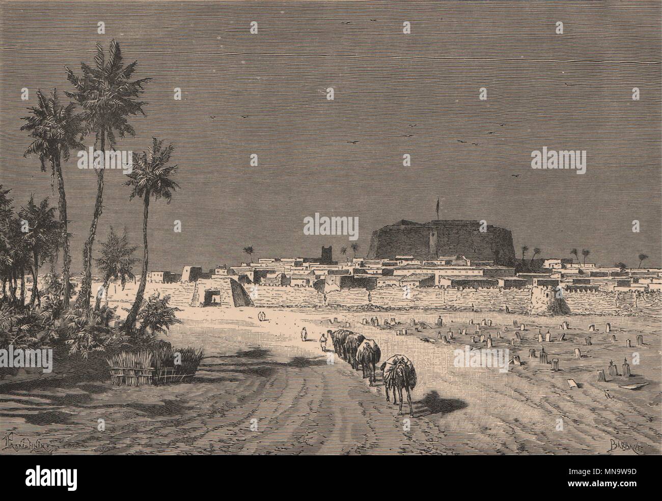 General view of Murzuq. Libya. Fezzan 1885 old antique vintage print ...