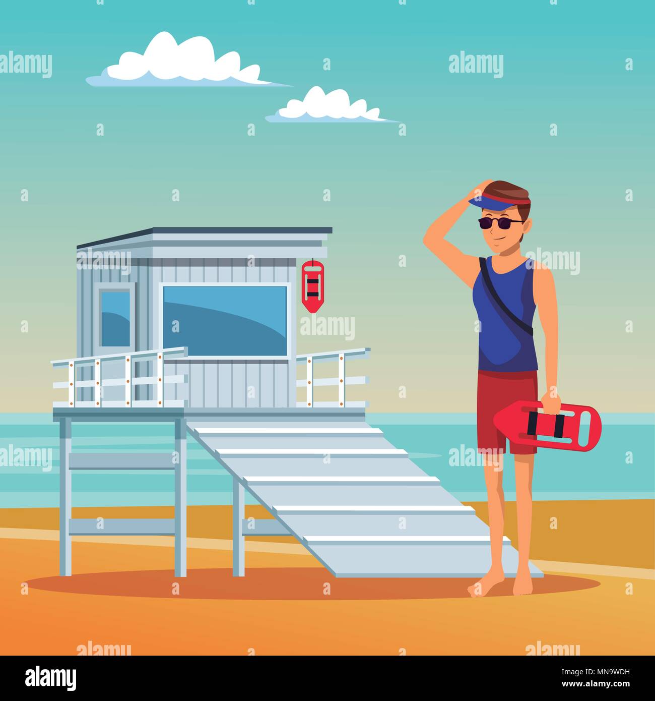 Lifeguard looking the beach Stock Vector Image & Art - Alamy
