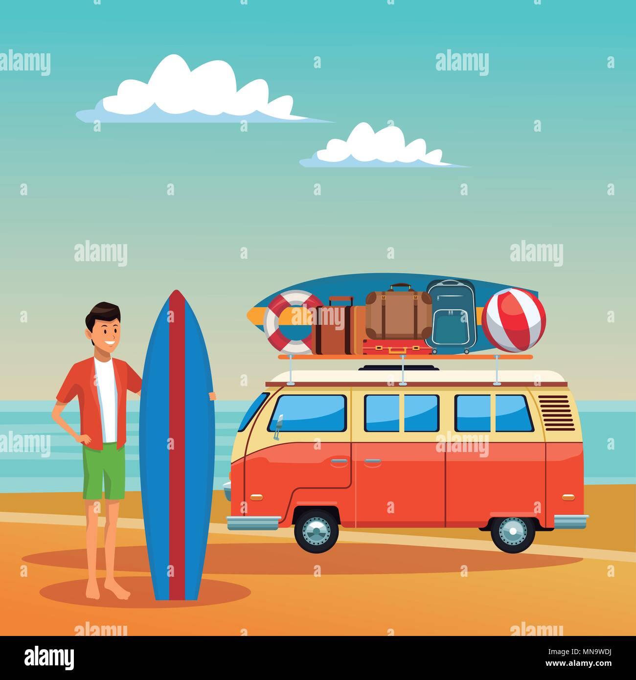 Guy having fun at beach summer cartoons Stock Vector Image & Art - Alamy