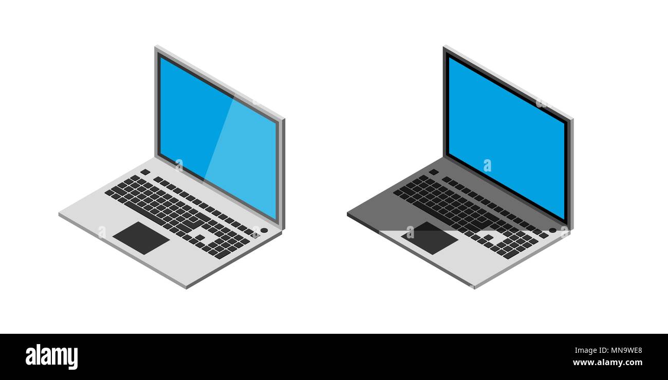 laptop open in isometric on white. Set Stock Vector Image & Art - Alamy