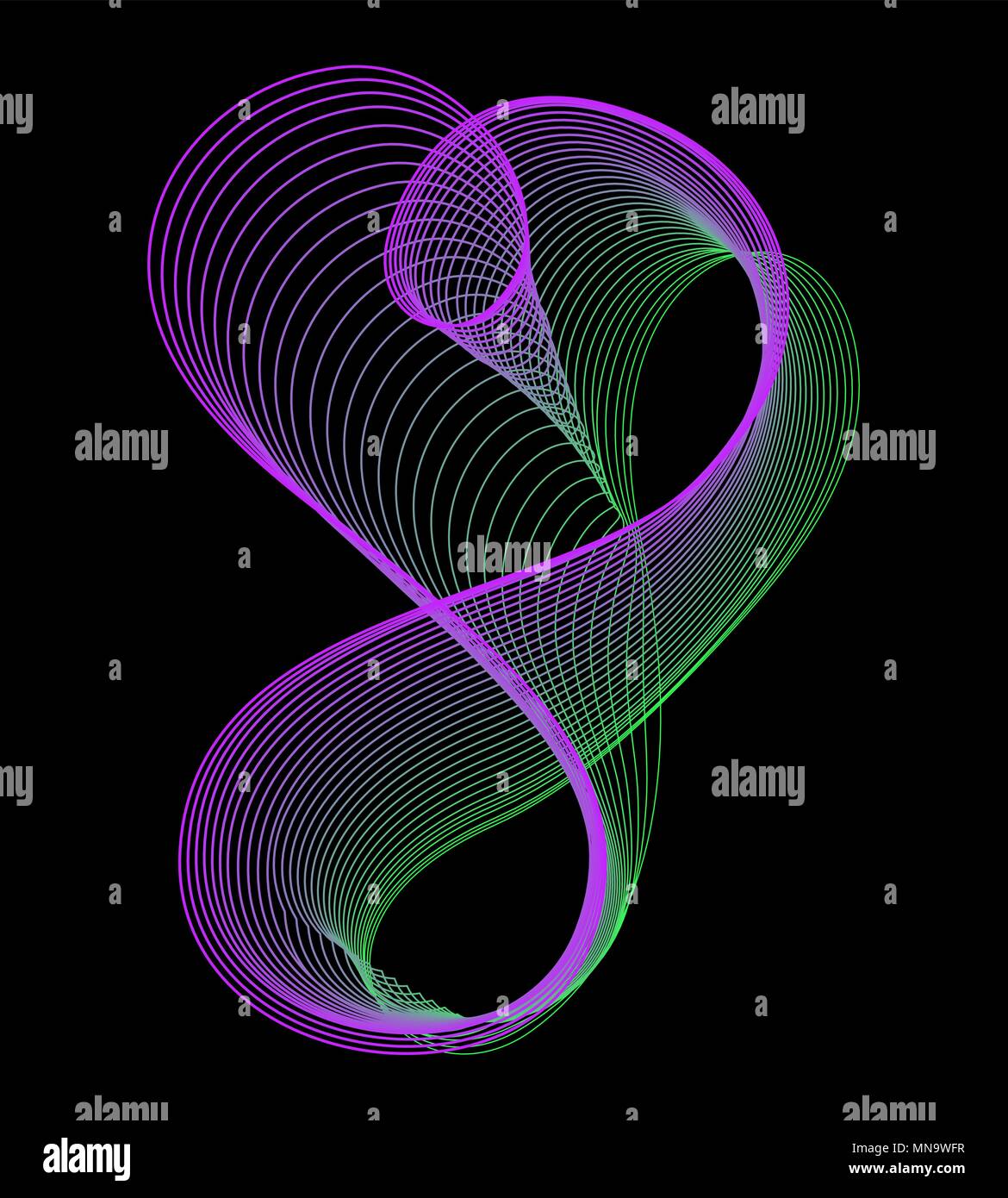 eight, infinity sign or heart of many colored lines. colored lines on a ...