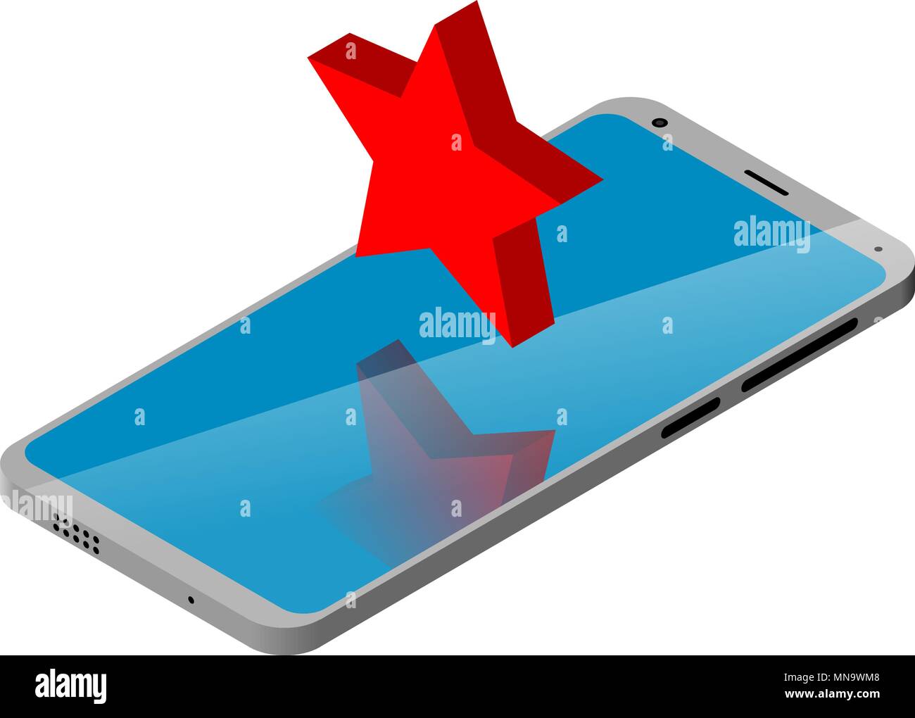 smart phone with star Isometric Vector Illustration Created For Mobile ...