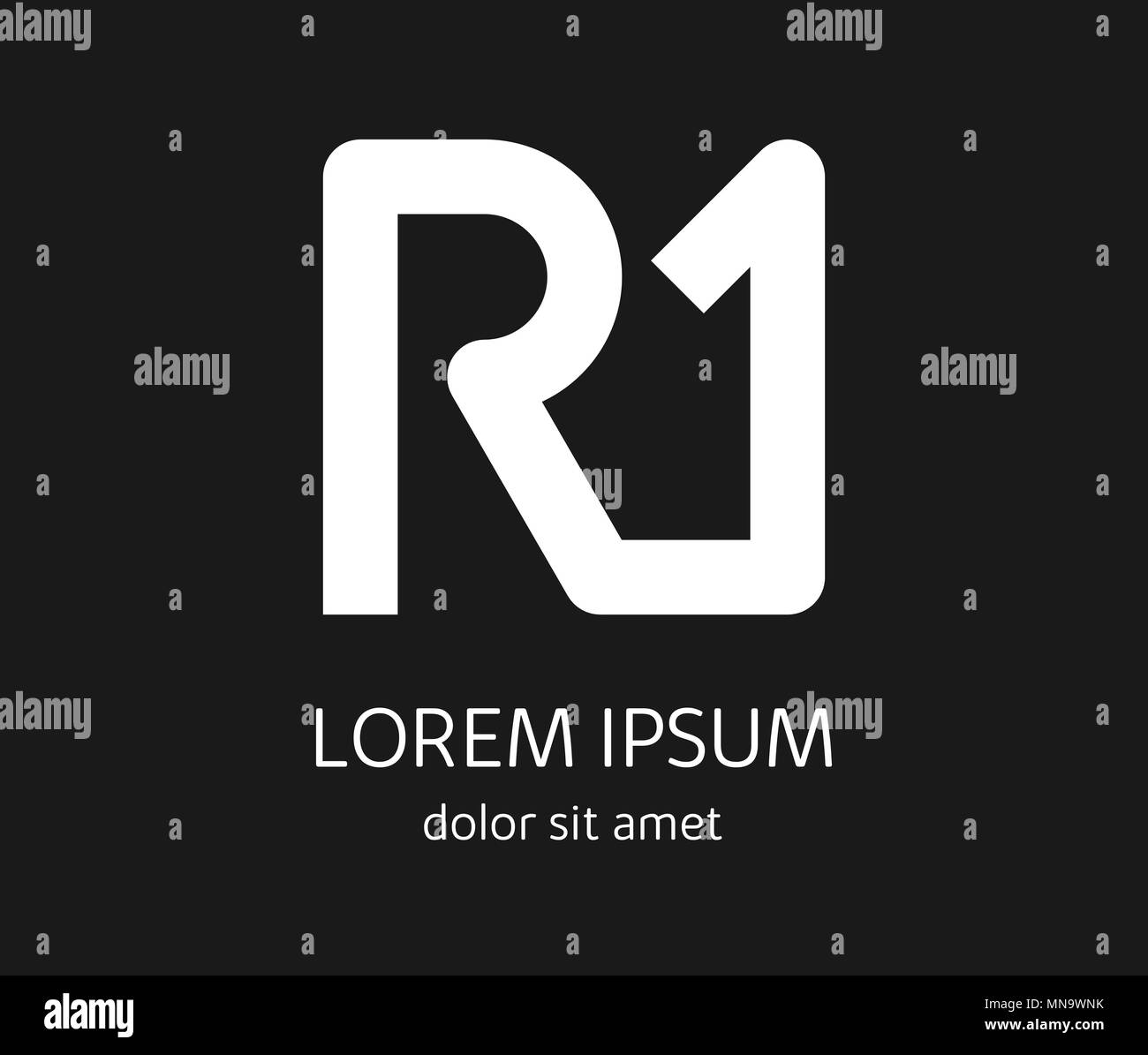 monogram R1. Company name. Sign for company's business Stock Vector ...