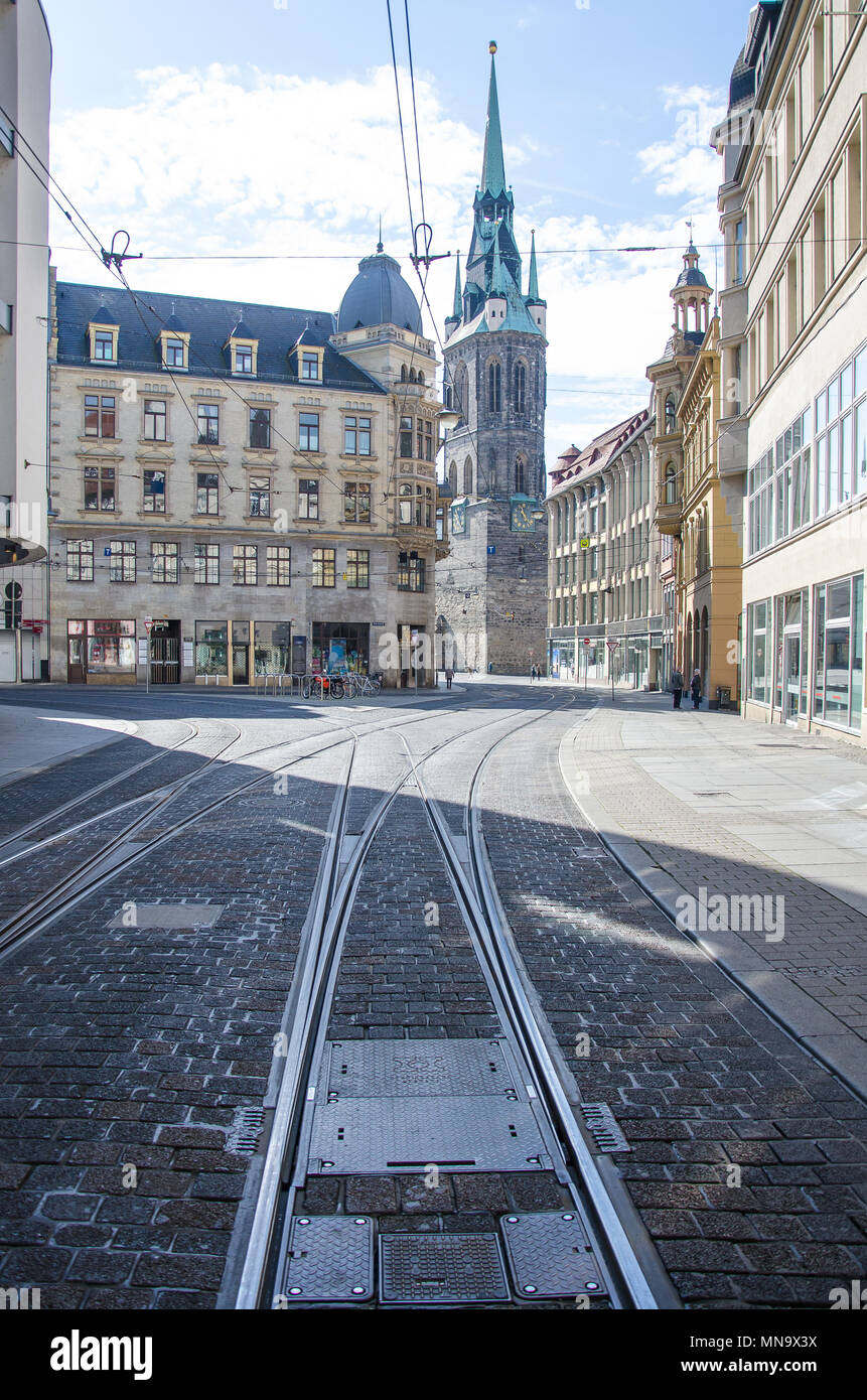 Famous Old Architecture in Downtown Halle Saale, Germany Stock Photo ...