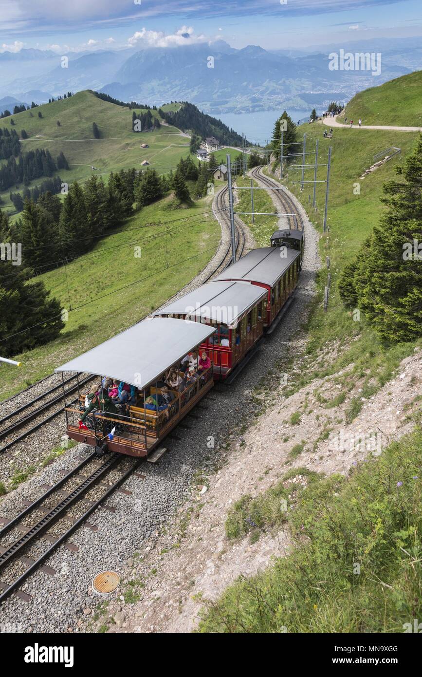Switzerland Rigi rack railway 16 July 2017 | usage worldwide Stock ...