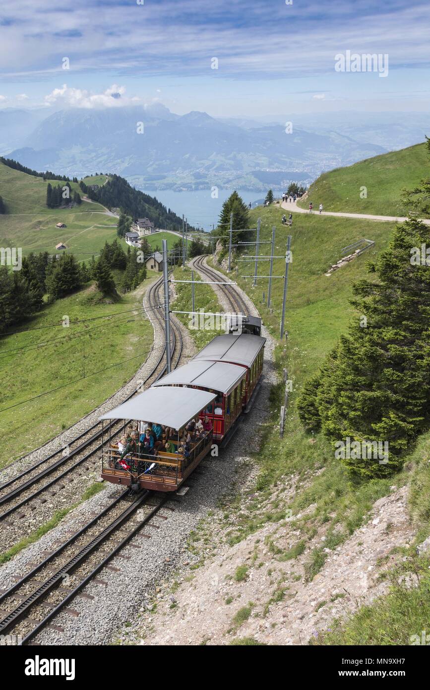 Switzerland Rigi rack railway 16 July 2017 | usage worldwide Stock ...